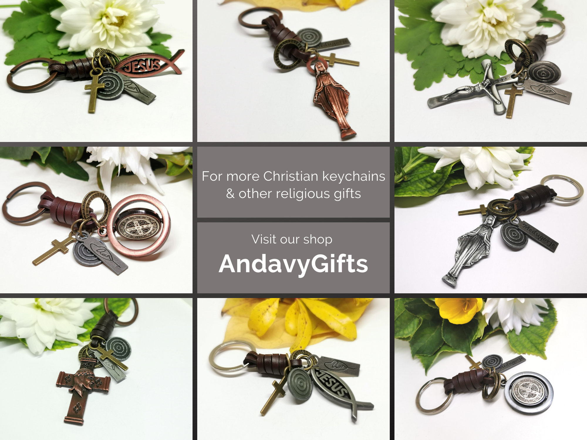 Christian Leather Edc Keychain With Crucifix Pendant, Keyring Gifts for ...