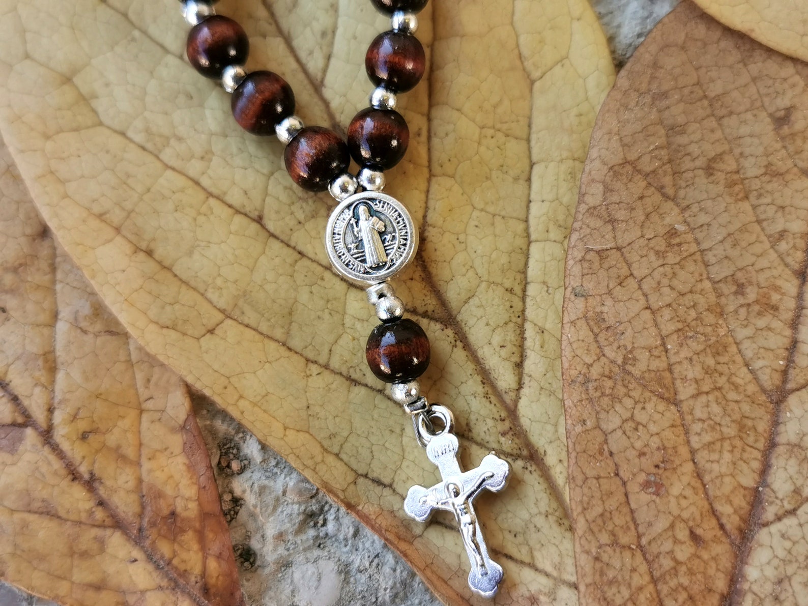 Mini Wooden Rosary One Decade Rosary Keychain Charm With - Etsy