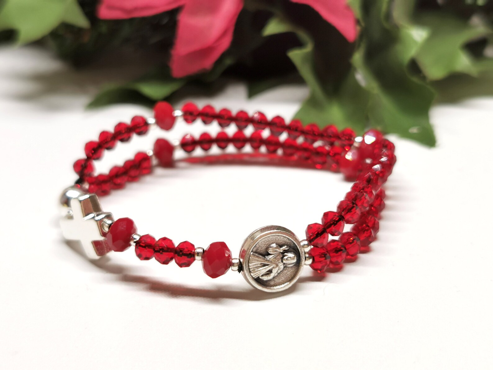 Cute Red Divine Mercy Rosary Bracelet for Girls or Petite | Etsy