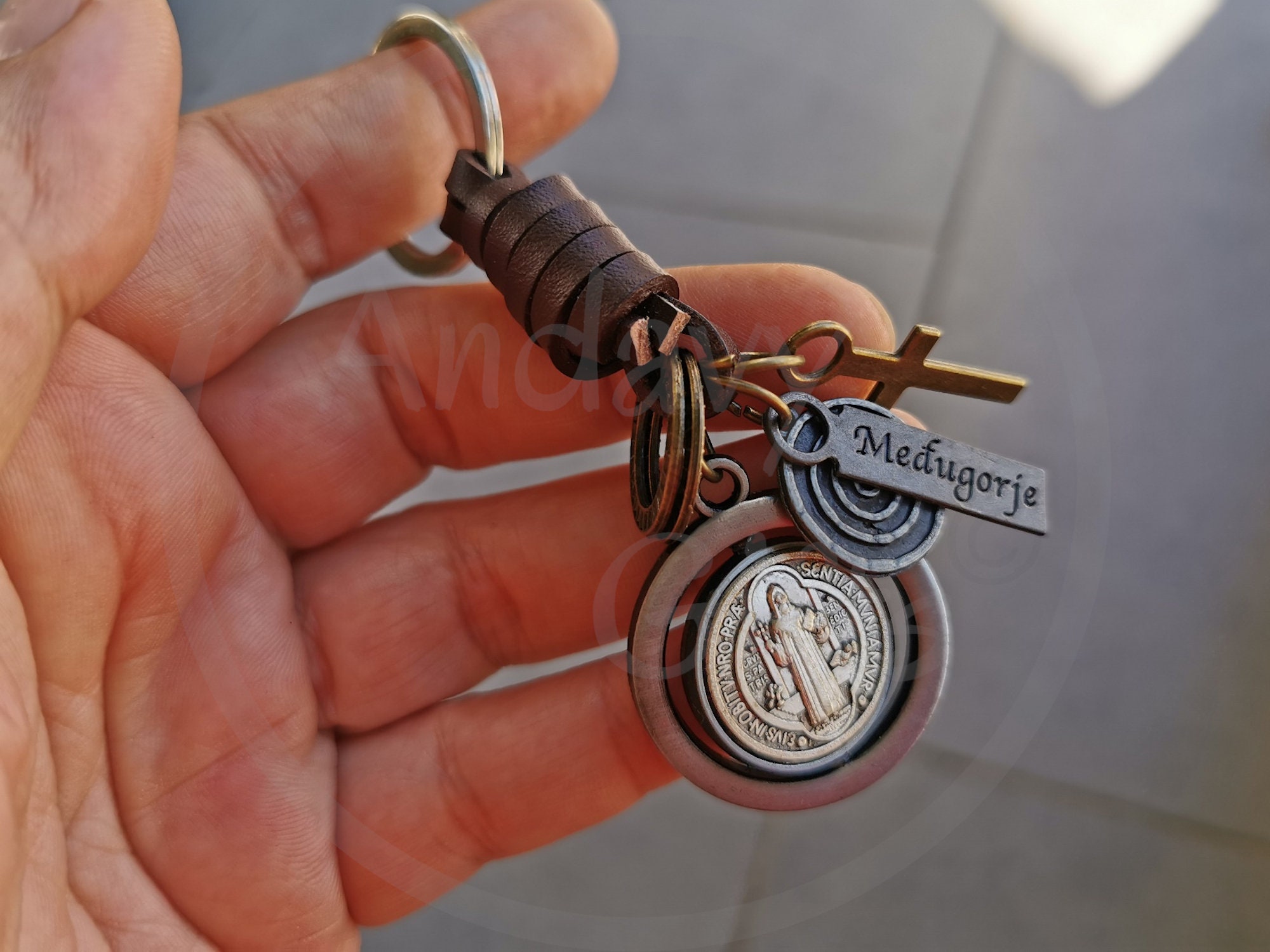 Christian Custom Edc Leather Keychain for Him Saint Benedict | Etsy