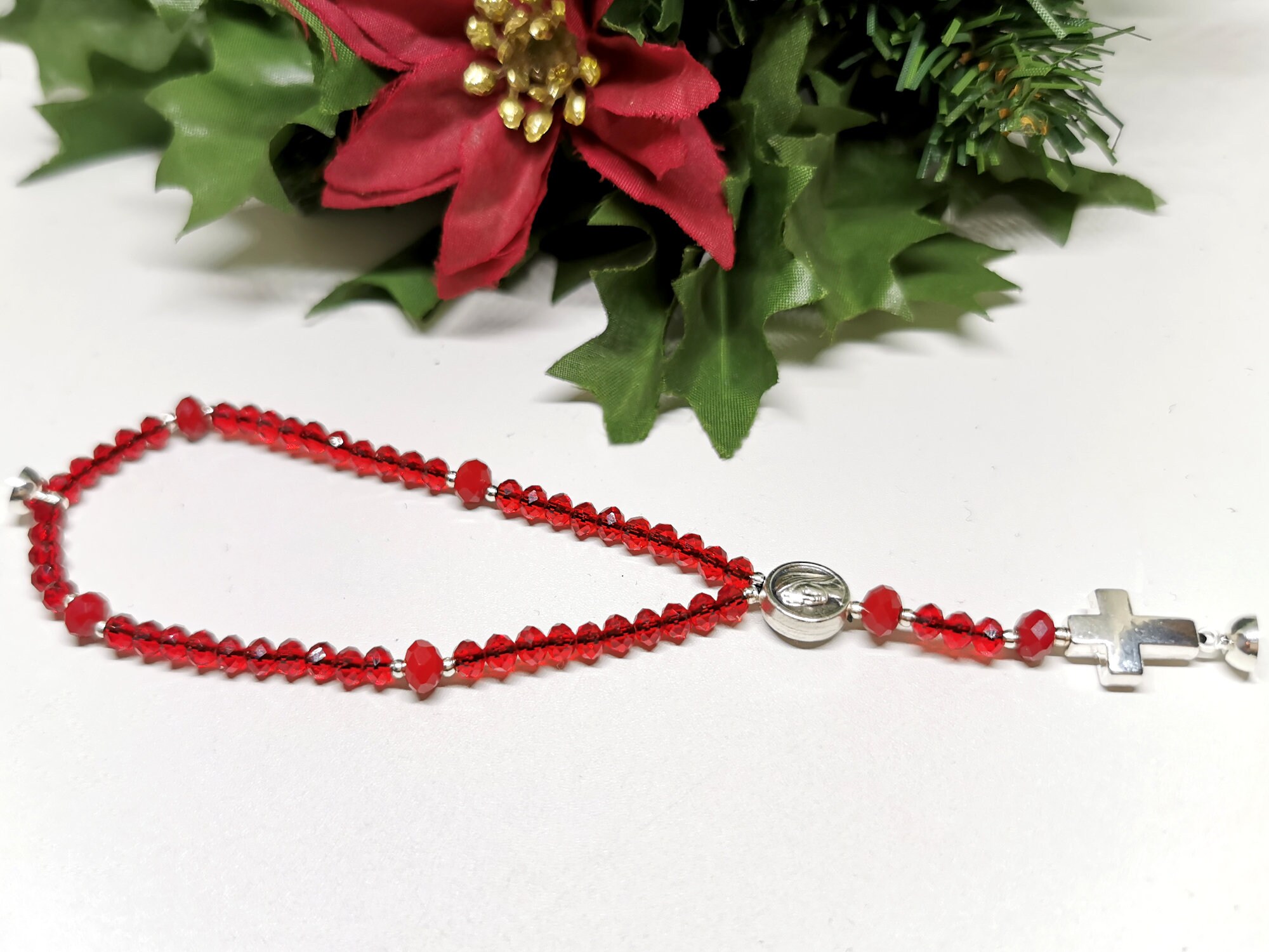 Cute Red Divine Mercy Rosary Bracelet for Girls or Petite | Etsy