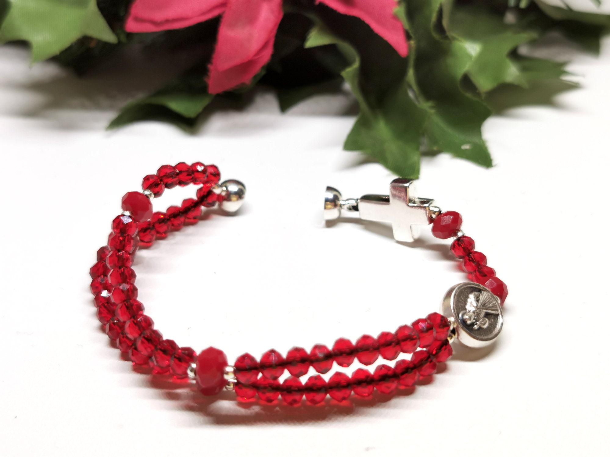 Cute Red Divine Mercy Rosary Bracelet for Girls or Petite | Etsy