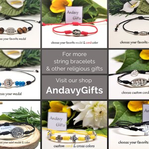 St Christopher Medal Charm String Cord Bracelet Mens Catholic Saints ...