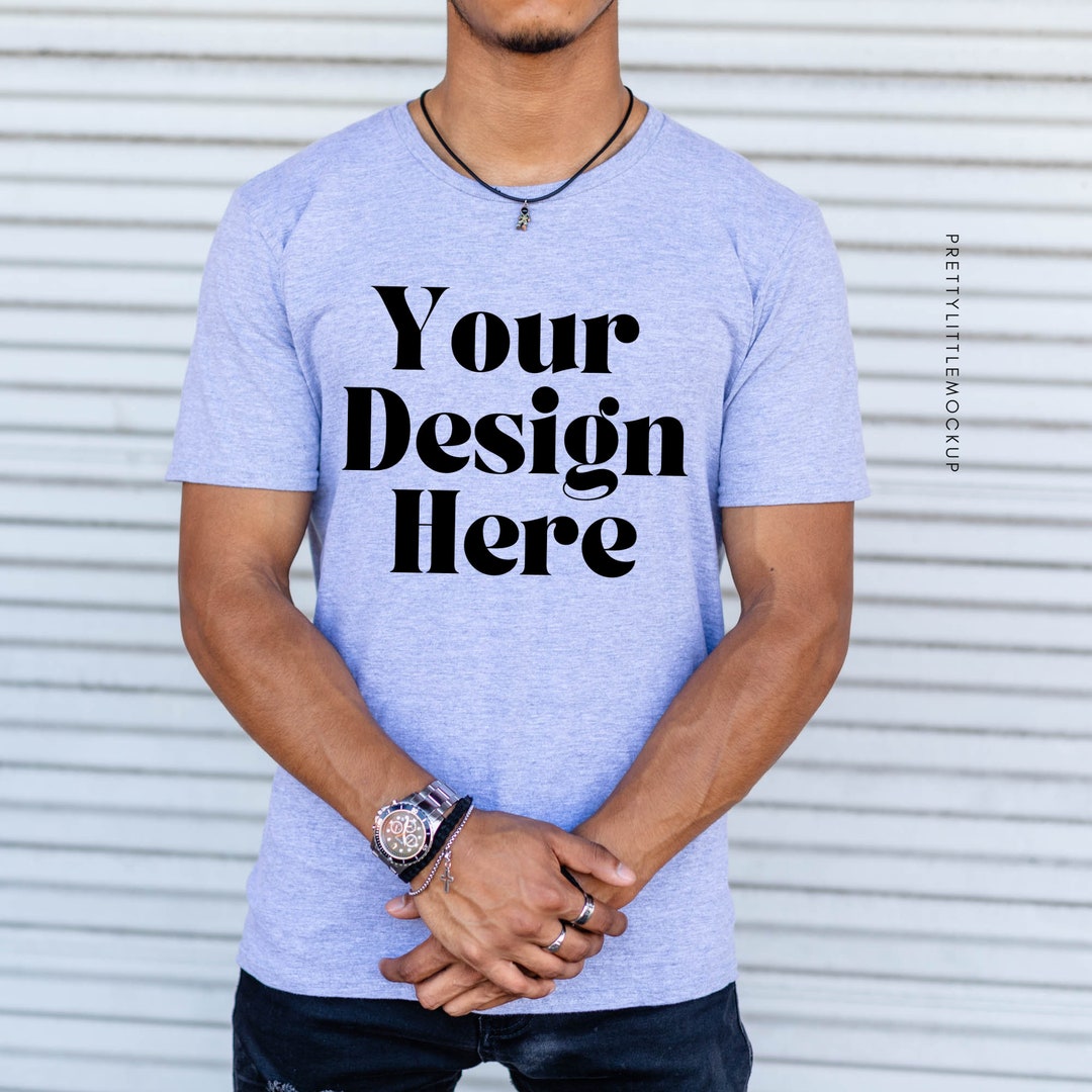 Bella Canvas 3001C, Lifestyle Mockup, Athletic Heather Mockup, Male ...