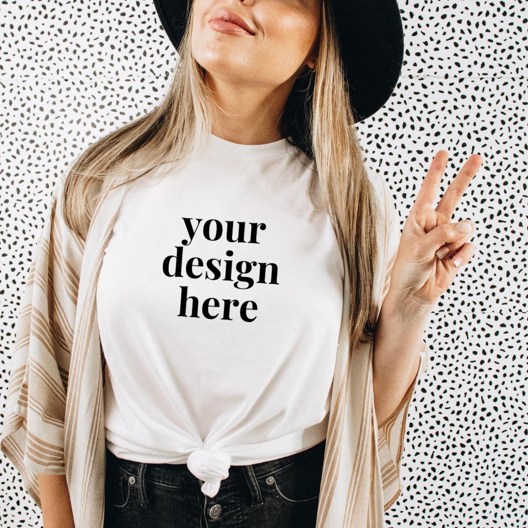 Model Mockup, Printful, Mockup, 3001 Mockup, Bella Canvas, White - Etsy