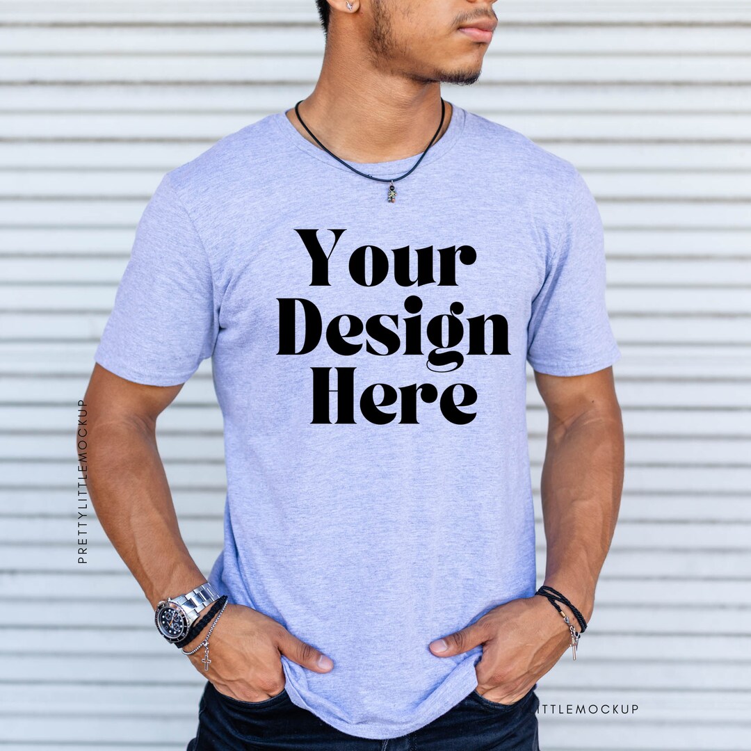 Bella Canvas 3001C, Lifestyle Mockup, Athletic Heather Mockup, Male ...