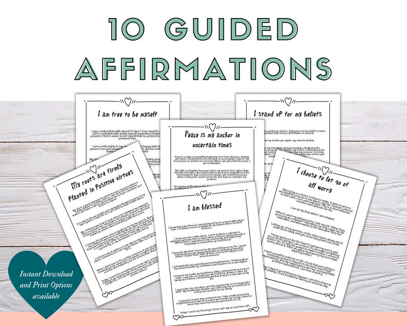 Printable Affirmation Journal Positive Affirmations Self - Etsy