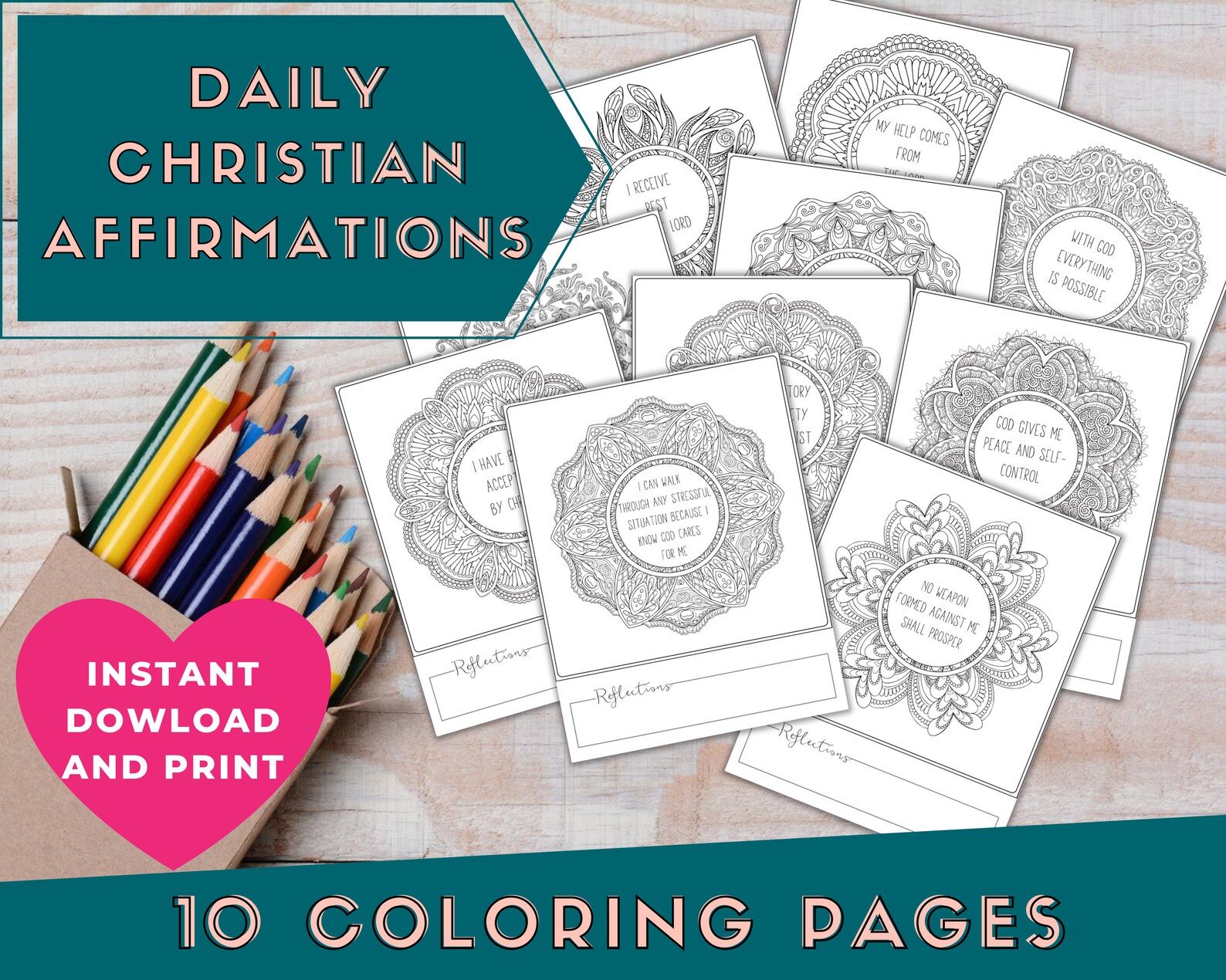 Printable Coloring Pages, Adult Coloring, Christian Affirmation ...