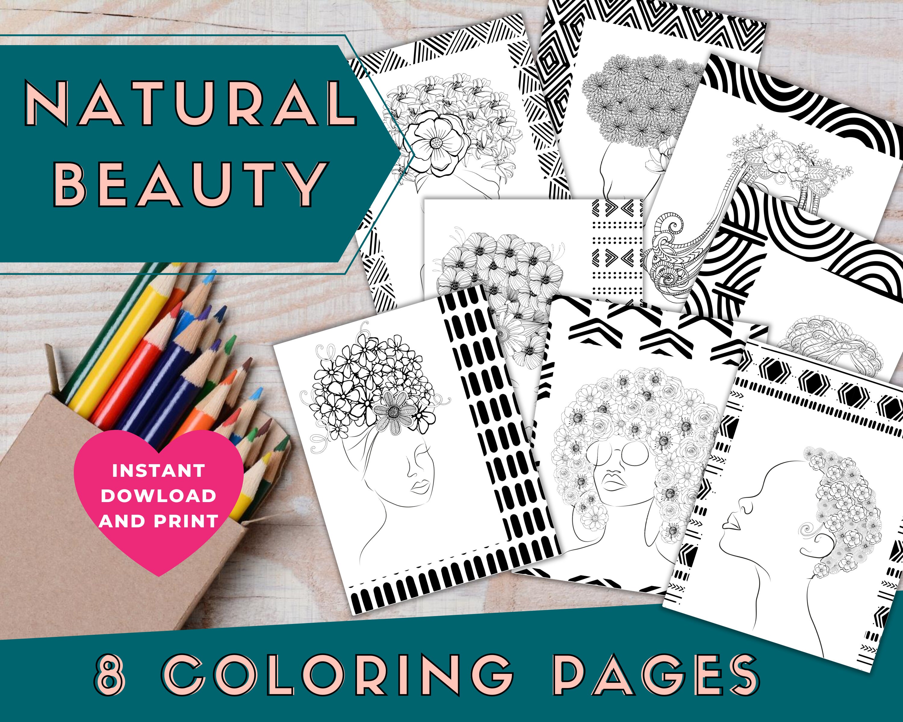 8 Natural Coloring Pages Printable Coloring Pages Adult - Etsy