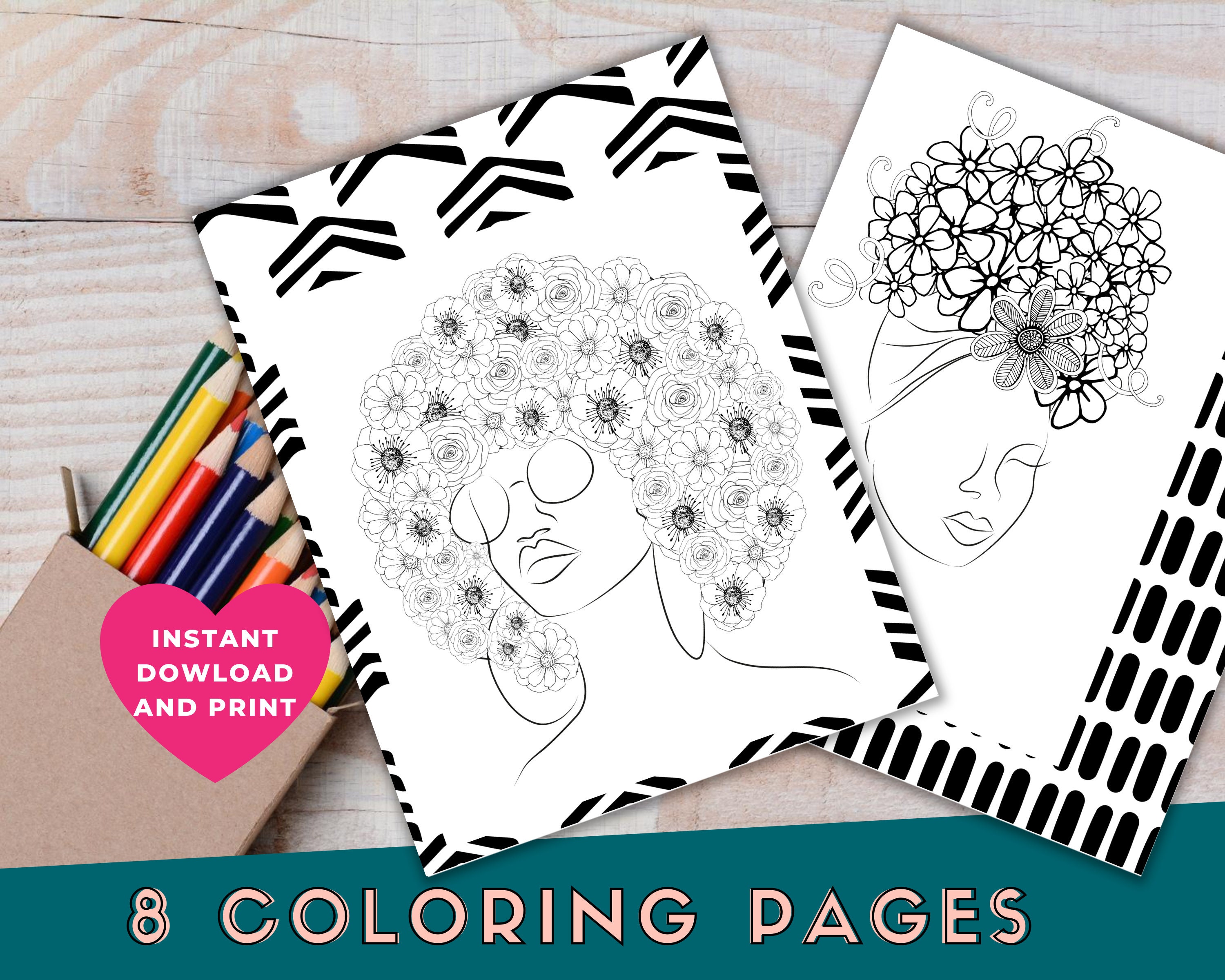 8 Natural Coloring Pages Printable Coloring Pages Adult - Etsy