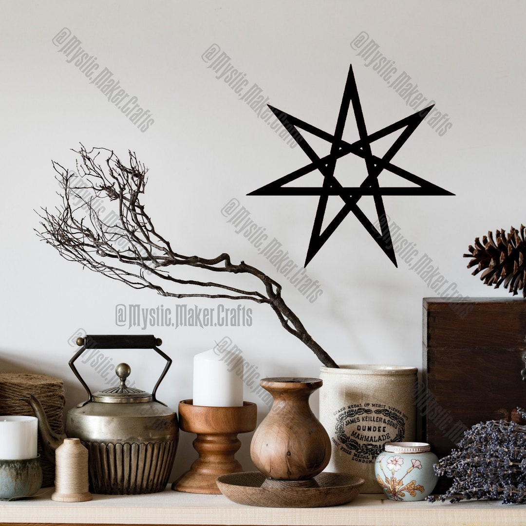 Heptagram Vinyl Decal - Removable Occult Sticker for Laptop, Grimoire ...