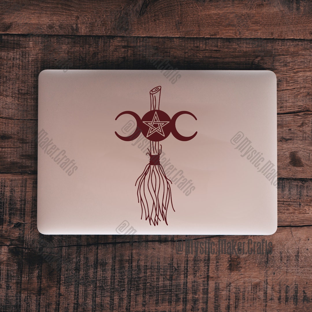 Triple Goddess Witches Broom Decal- Permanent Vinyl Decal- Witchy Car ...