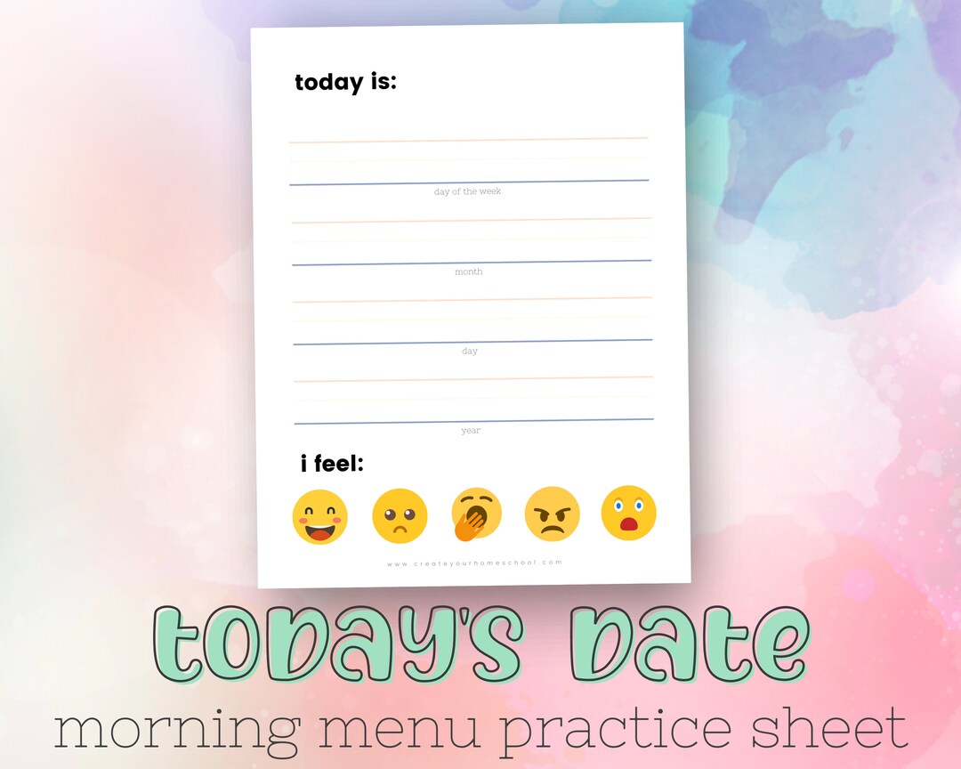 Daily Calendar Practice Kid's Calendar Today is Date Writing Practice ...