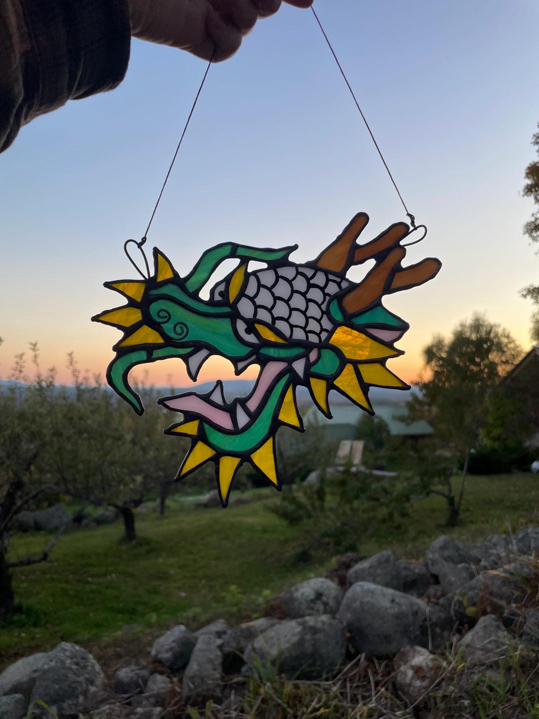 Stained Glass Dragon Head - Dragon Suncatcher - Tattoo Suncatcher ...