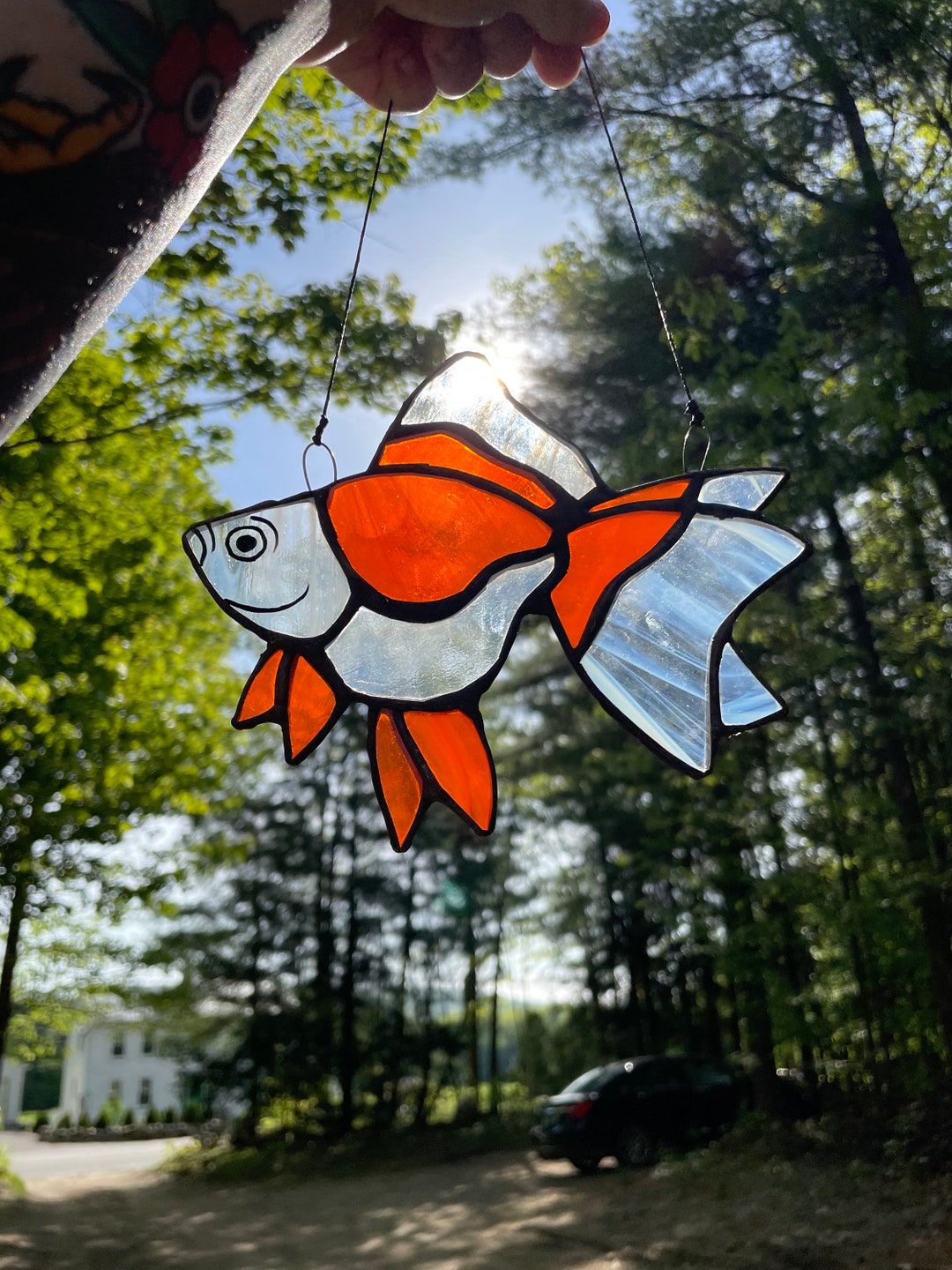 Stained Glass Gold Fish Ryukin Goldfish Suncatcher Goldfish Suncatcher ...