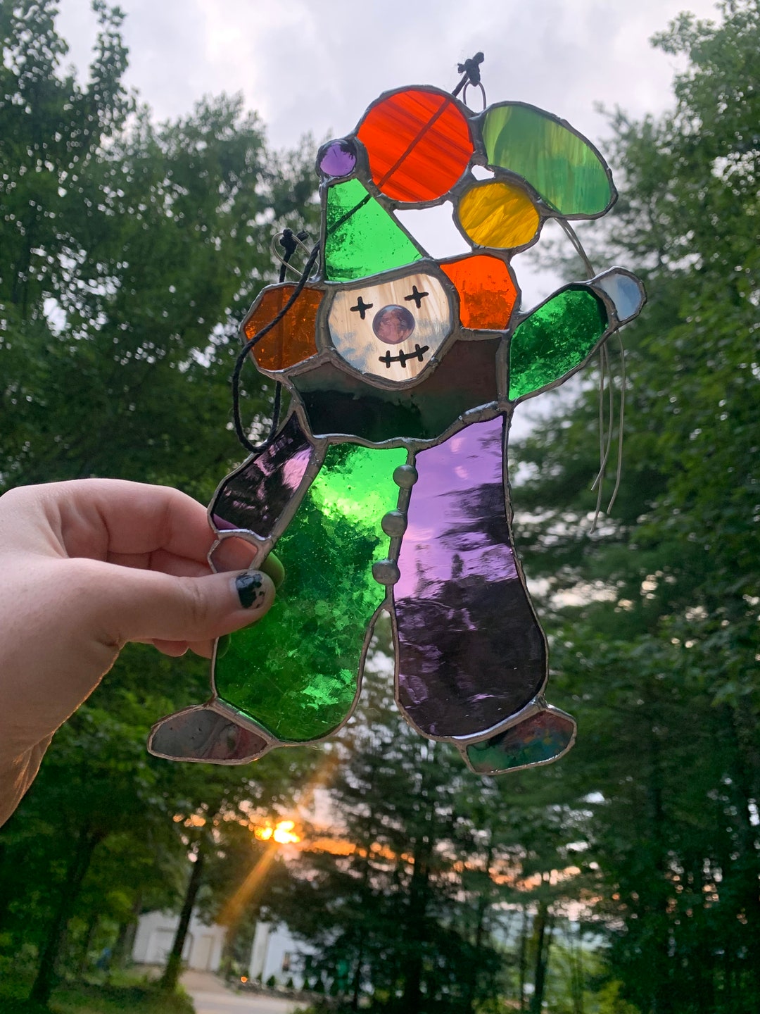 Stained Glass Clown - Clown Suncatcher - Clown Art - Purple Clown - Etsy