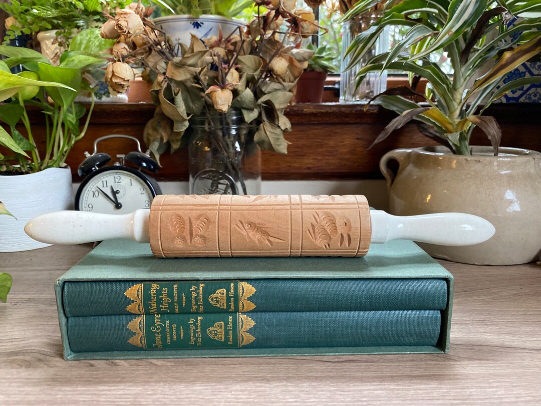 Vintage Springerle German Carved Rolling Pin, Carved Rolling Pin ...