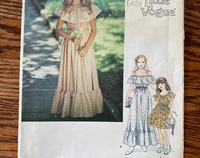 Uncut Little Vogue 2358 Girls Cottagecore Peasant Dress, Vintage Sewing ...