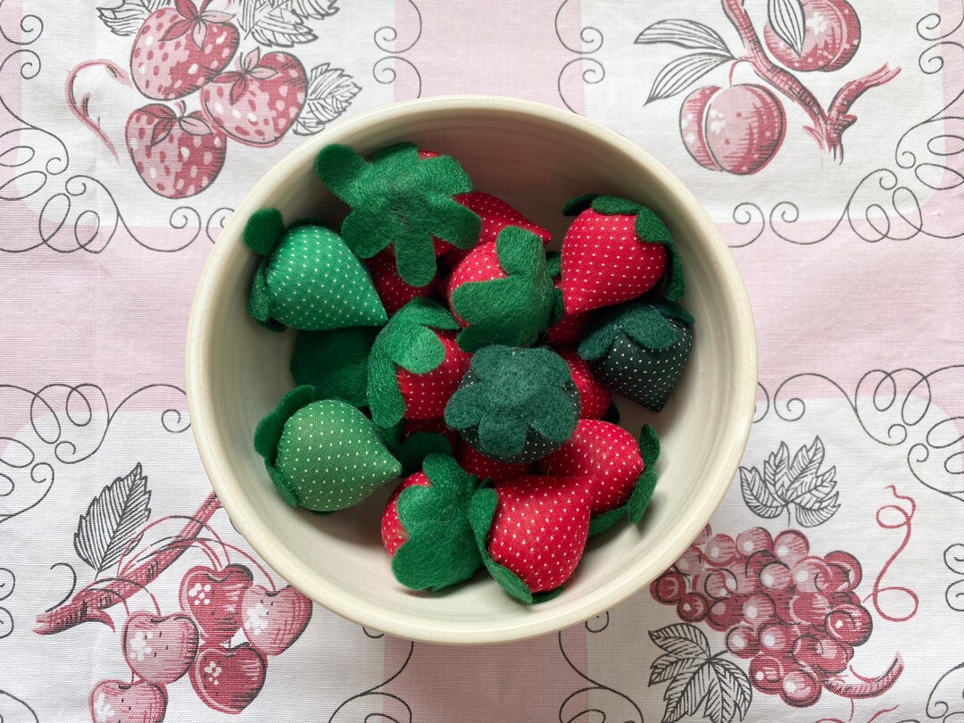 19 Vintage Handmade Fabric Strawberries, Fabric Strawberries, Fabric ...