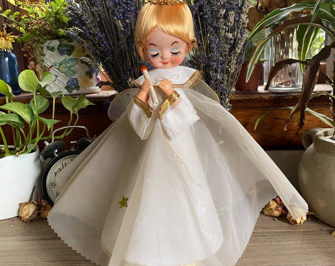 Stunning 1960s Tulle Musical Angel, Tulle Angel, Singing Angel, Mid ...