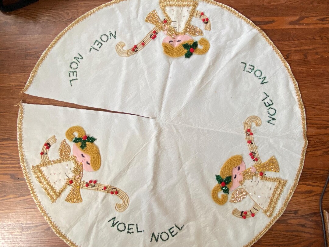 RARE 1950/60s Angel Tree Skirt, Vintage Christmas Tree Skirt, Felt ...
