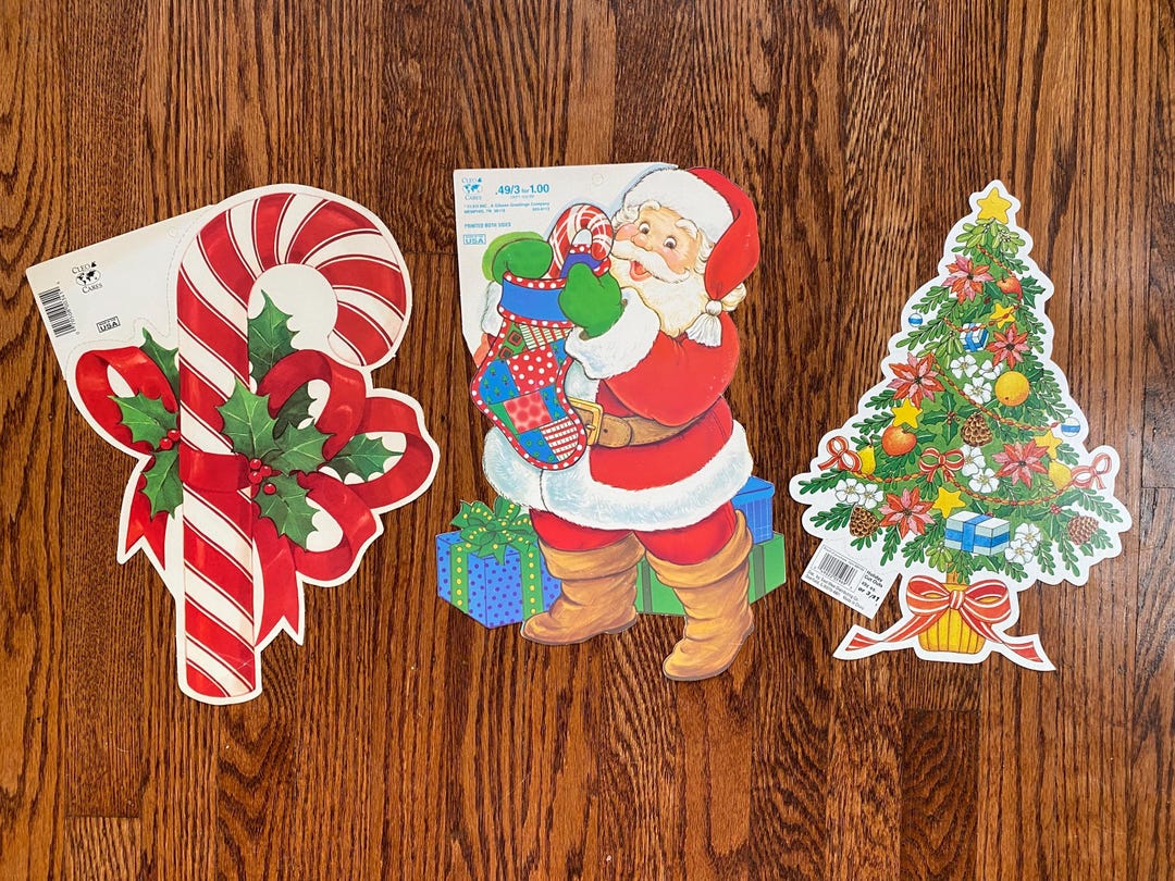 NOS 3 Vintage Cleo Christmas Die Cuts, Christmas Die Cuts, Christmas ...