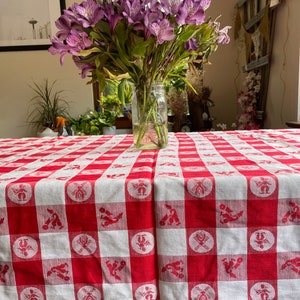 Price Drop Mid Century Dutch Windmill Red Gingham Tablecloths, Gingham ...