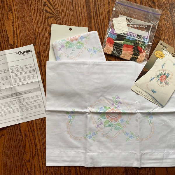 Stamped Pillowcases Cross Stitch - Etsy