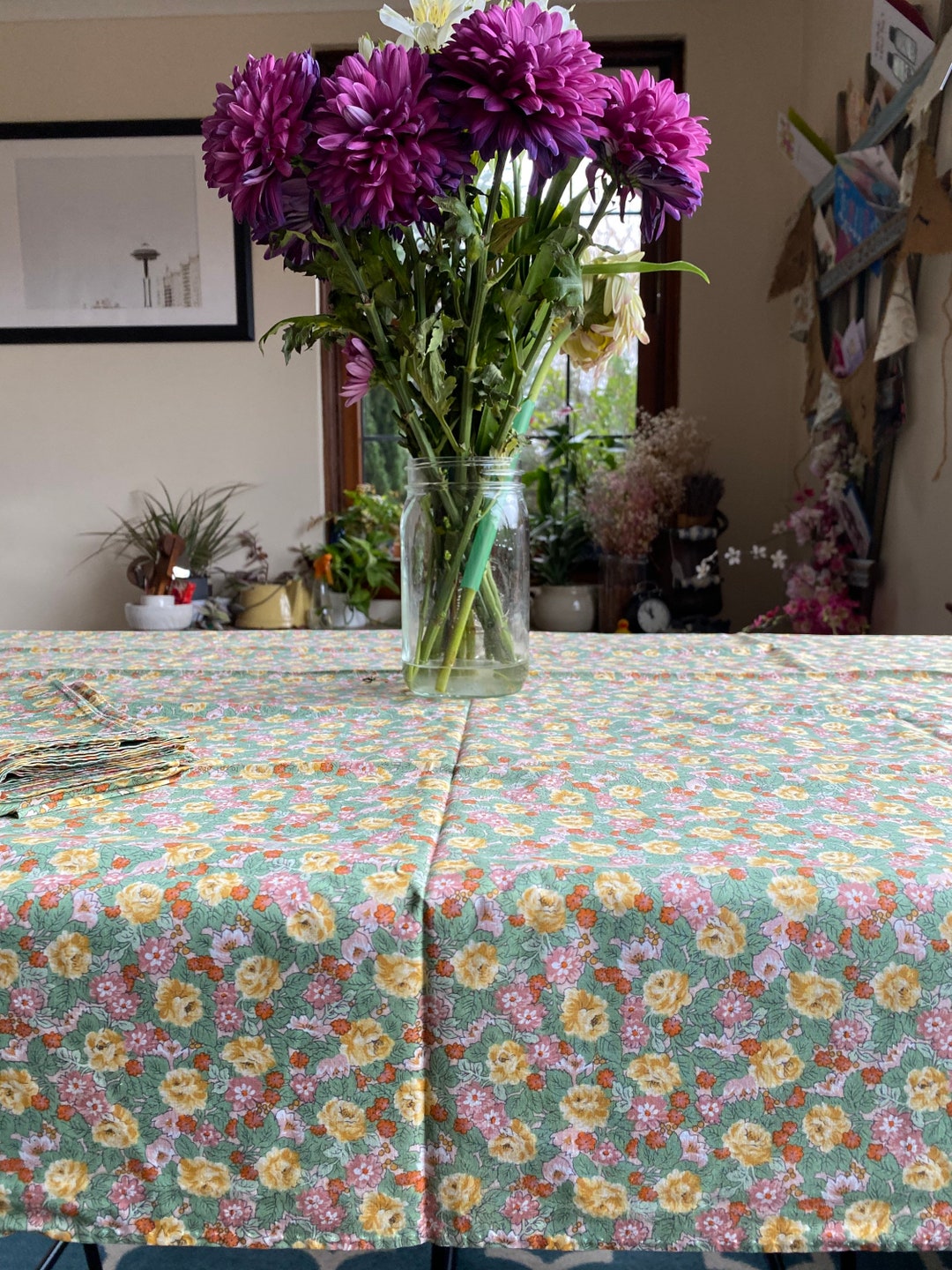 Price Dropvtg Liberty of London Yellow Rose Tablecloth & 8 Napkin Set ...