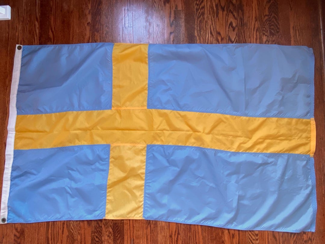Vintage Nylon Swedish Flag, Swedish Flag, Swedish Home Decor, Vintage ...