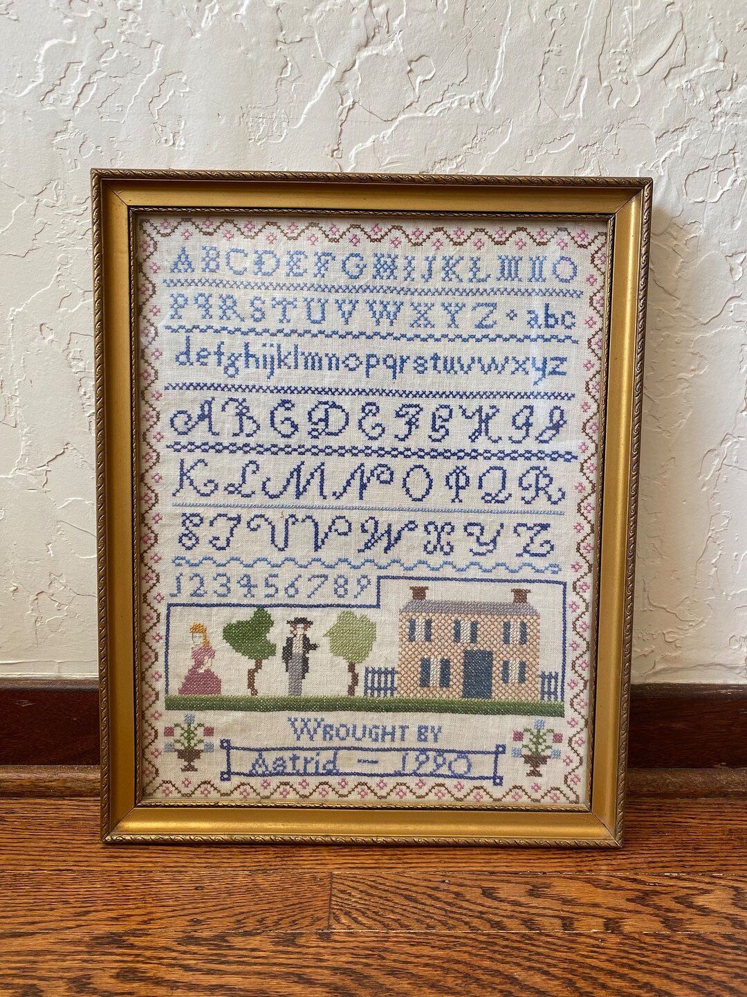 Vintage Colonial Cross Stitch Sampler, Vintage Cross Stitch, Vintage ...