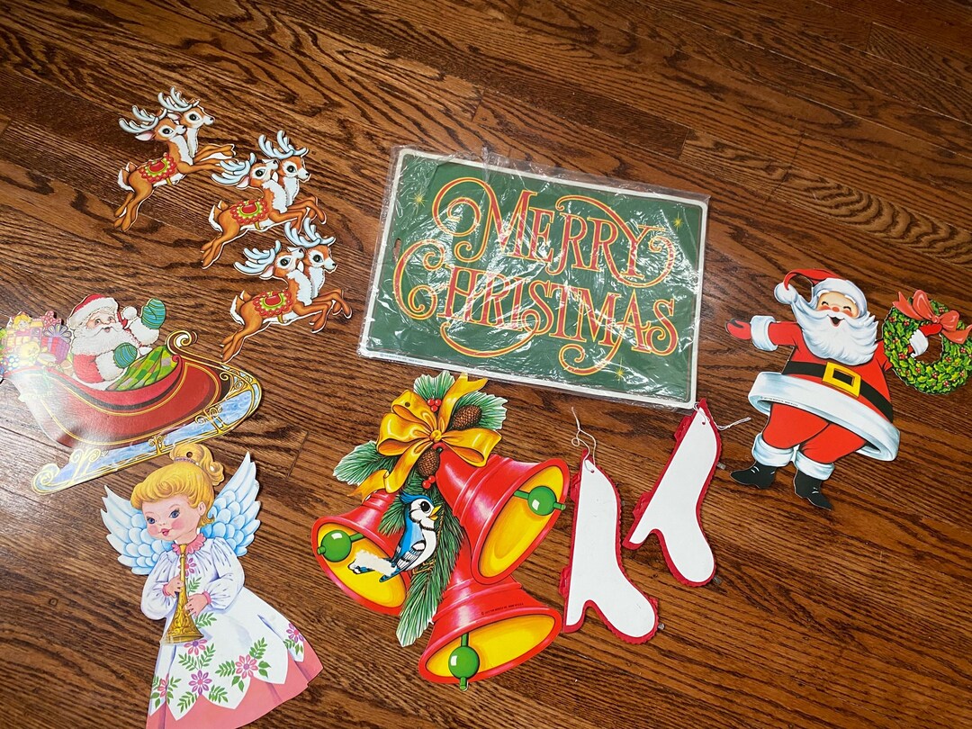 10 1970s Beistle Christmas Die Cut Pack, Christmas Die Cuts, Christmas ...