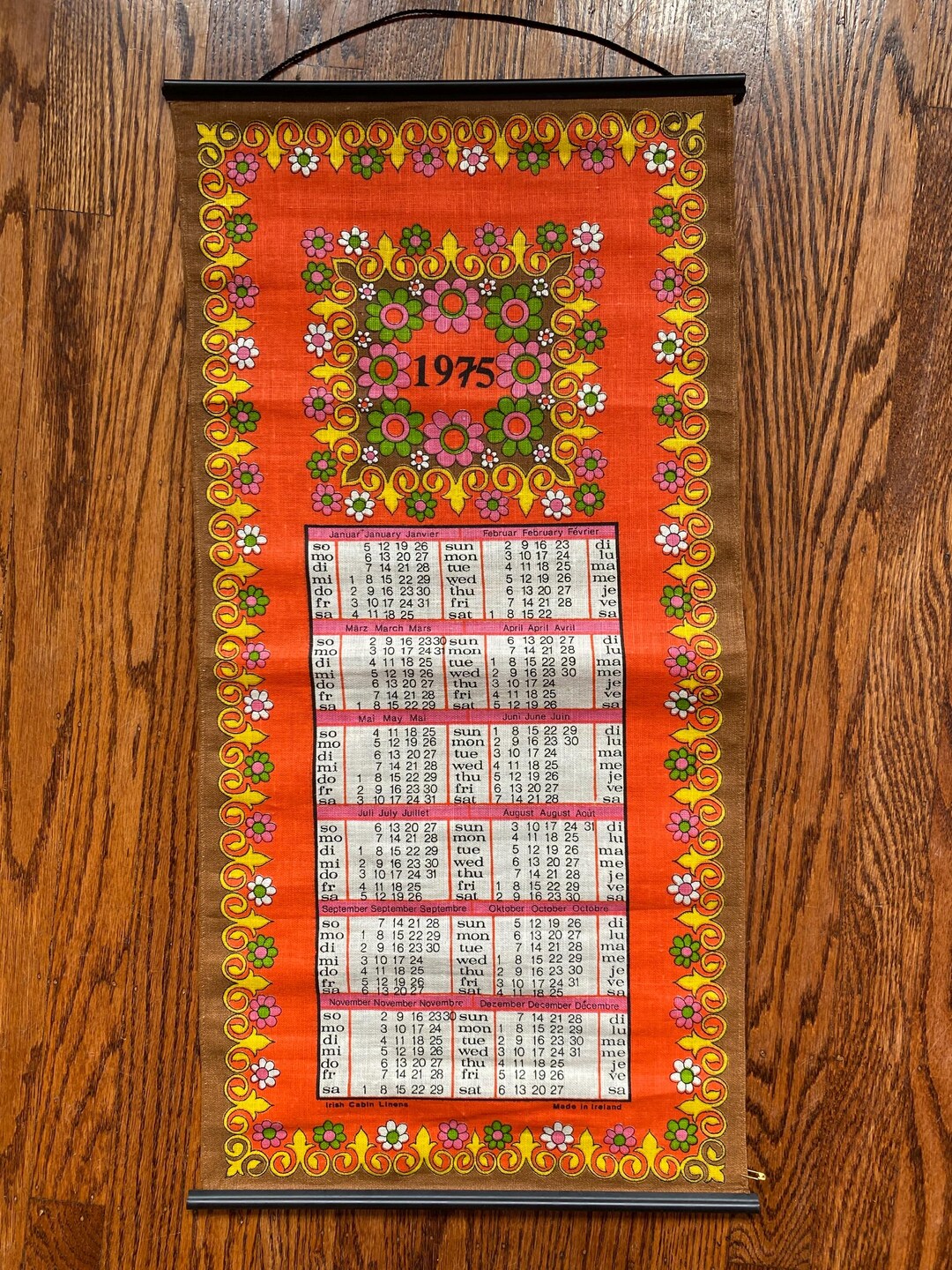 1975 Flower Power Linen Wall Hanging, Linen Wall Hanging, Retro ...