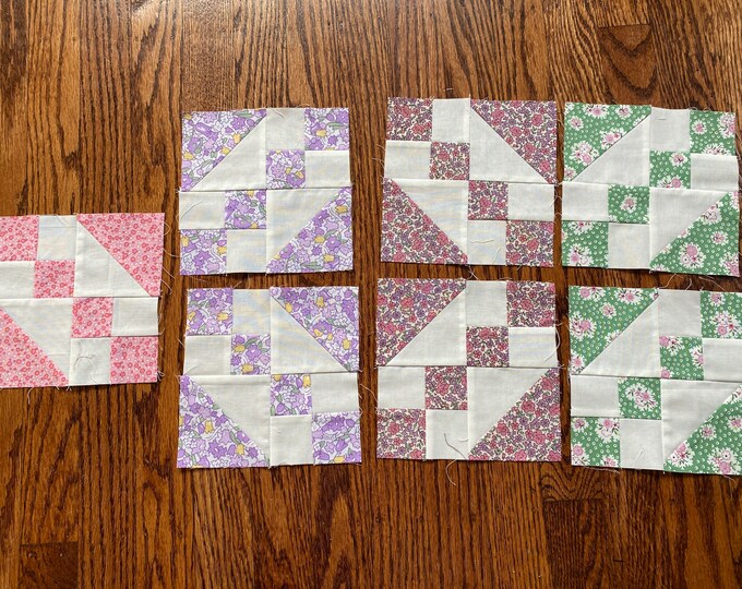 Price Drop! 7 Vintage Jacobs Ladder Quilt Blocks, Vintage Quilt Blocks ...