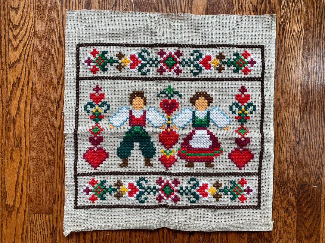 Vintage Norwegian Folk Cross Stitch, Norwegian Cross Stitch ...