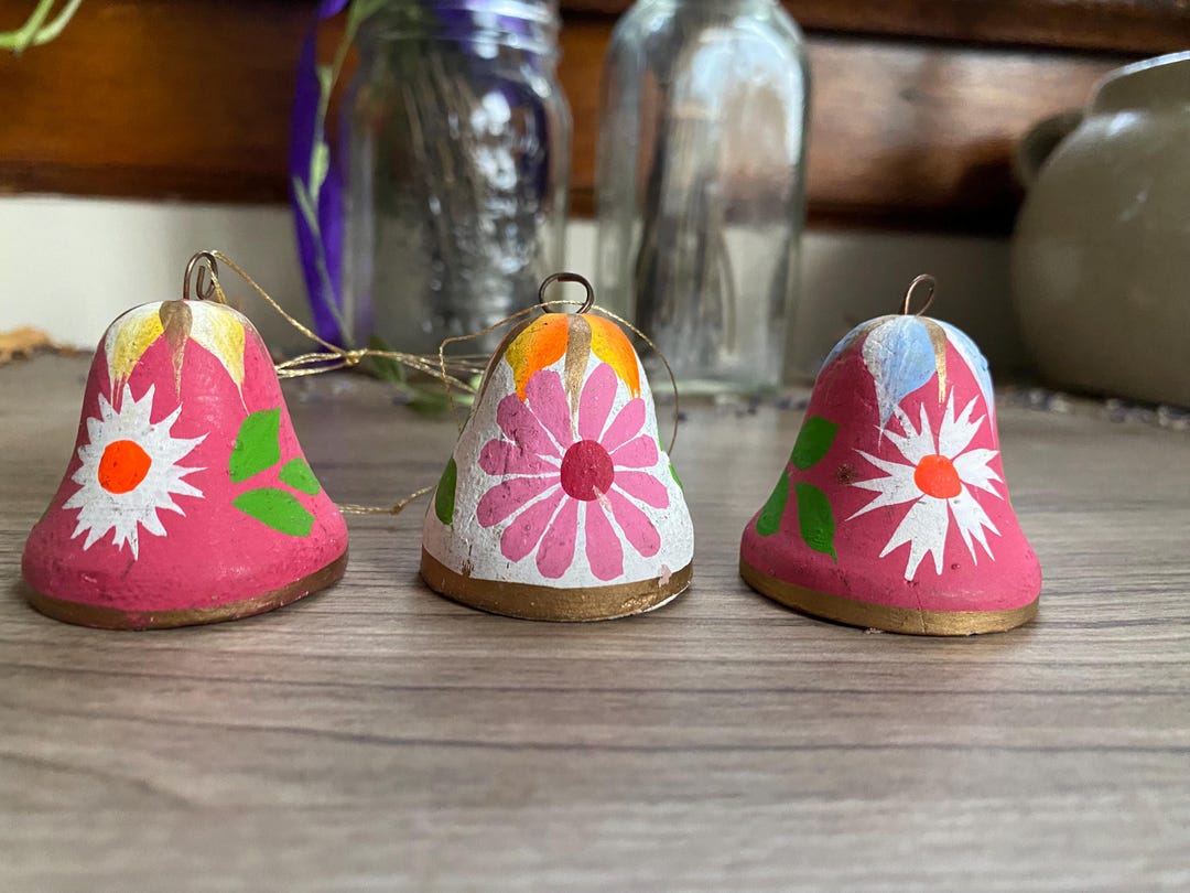 3 Vintage Mexican Bell Christmas Ornaments, Mexico Christmas Ornament ...
