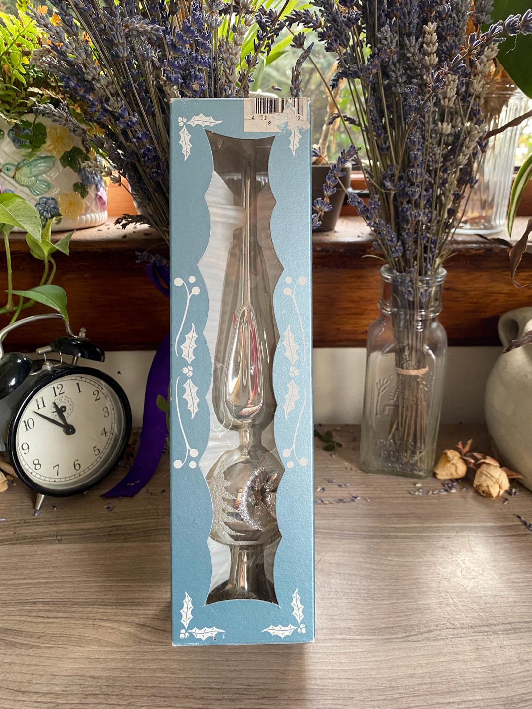 Vintage Kurt Adler Glass Silver Tree Topper, Glass Tree Topper, Tree ...