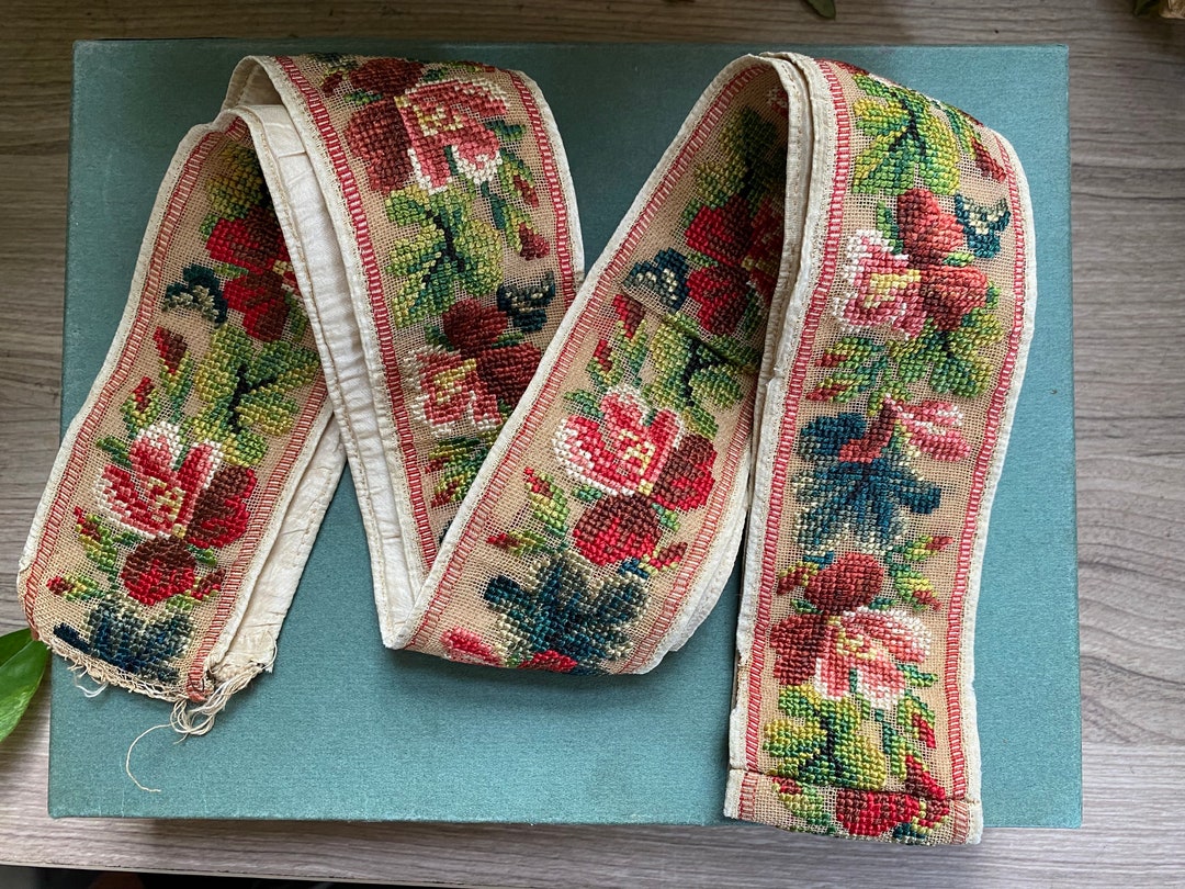 Price Drop Antique Cross Stitch Trim/sash, Antique Cross Stitch ...
