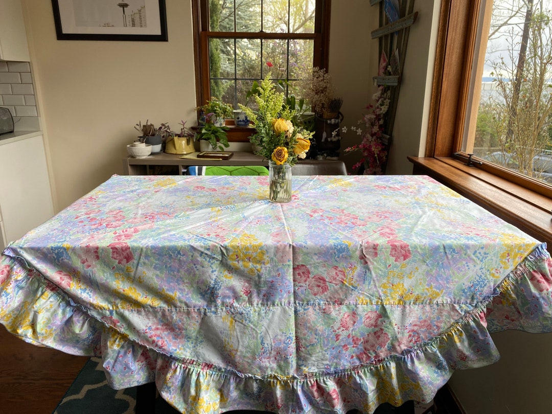 Price Drop Vintage French Country Impressionist-style Flower Tablecloth ...