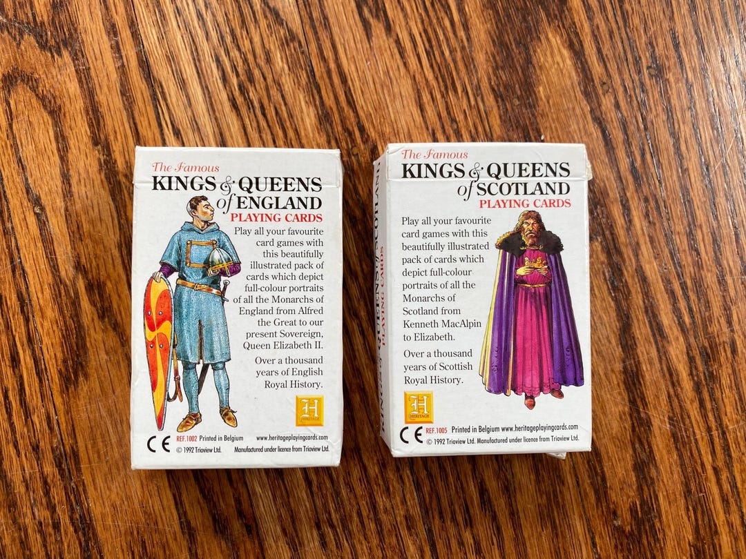 Vintage UK Kings & Queens Playing Card Deck, Scottish Playing Cards ...