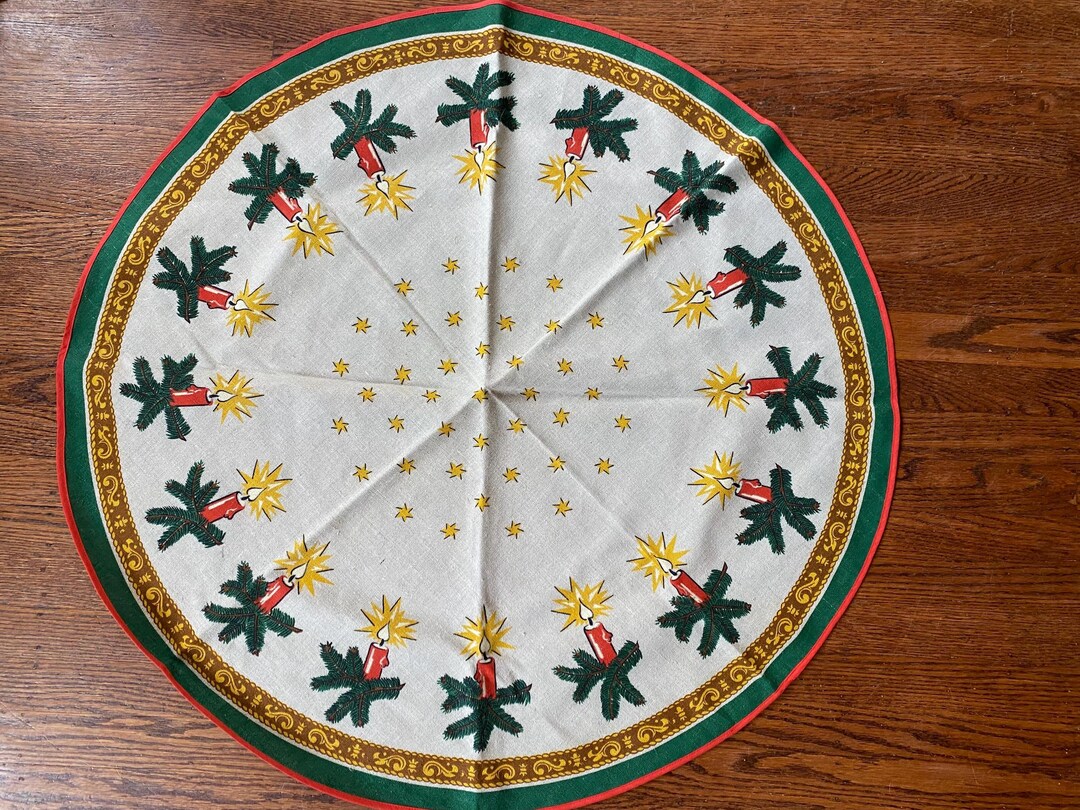 Vintage MCM German Linen Christmas Tablecloth, German Christmas Decor ...