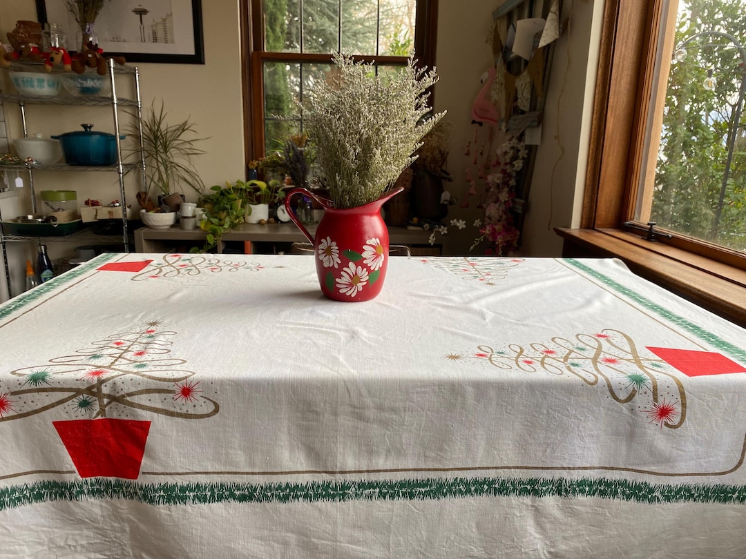 Vintage California Handprint Christmas Tree Tablecloth, California Handprints Tablecloth ...