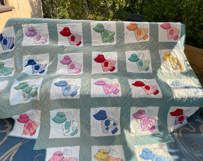 Price Drop Vintage 1930s Sun Bonnet Sue Quilt, Sun Bonnet Sue Quilt ...