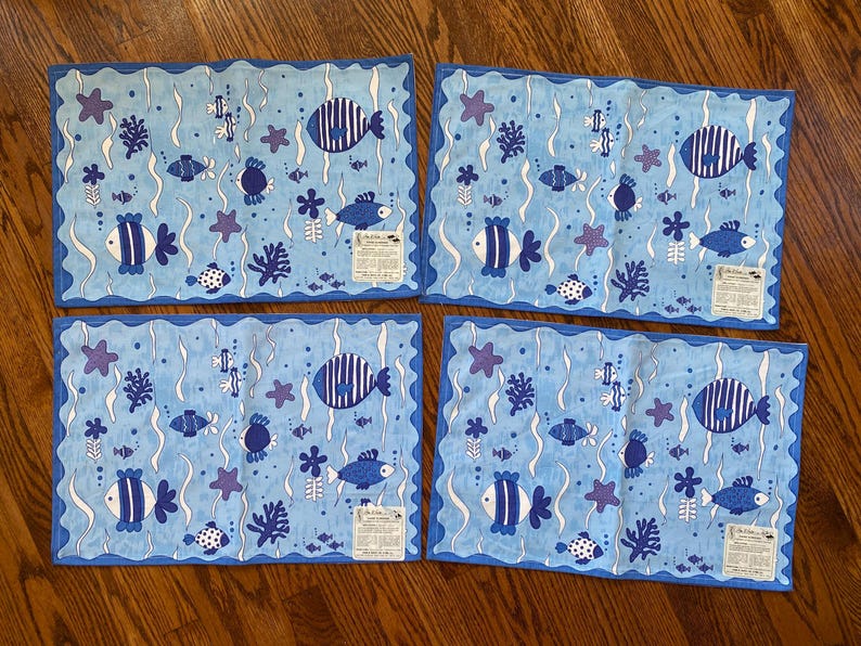 NOS 90s Park B Smith Fish Placemats, Vintage Placemats, Placemat Set of ...