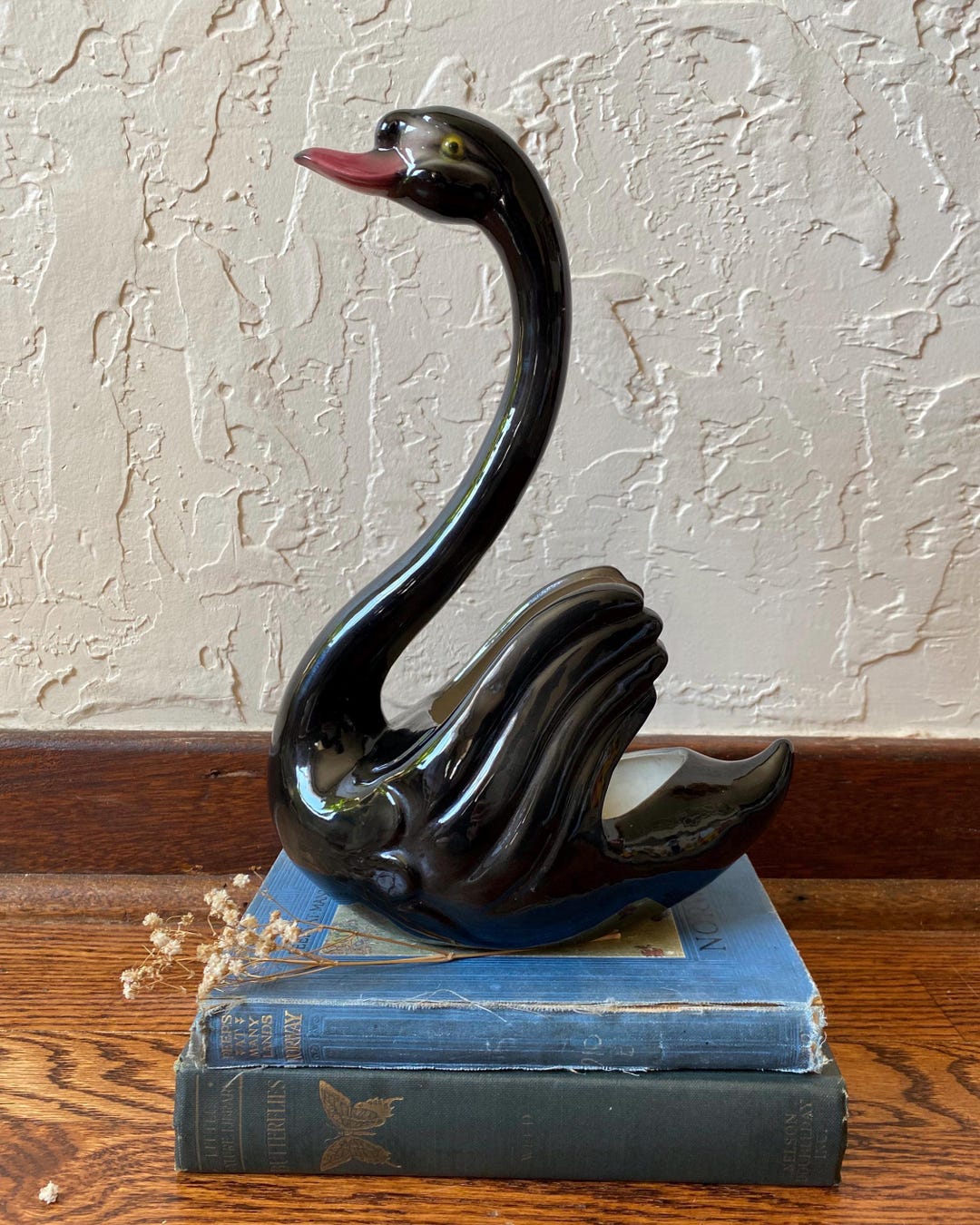 1950s Black Swan Planter, Black Swan Planter, Swan Planter Ceramic ...