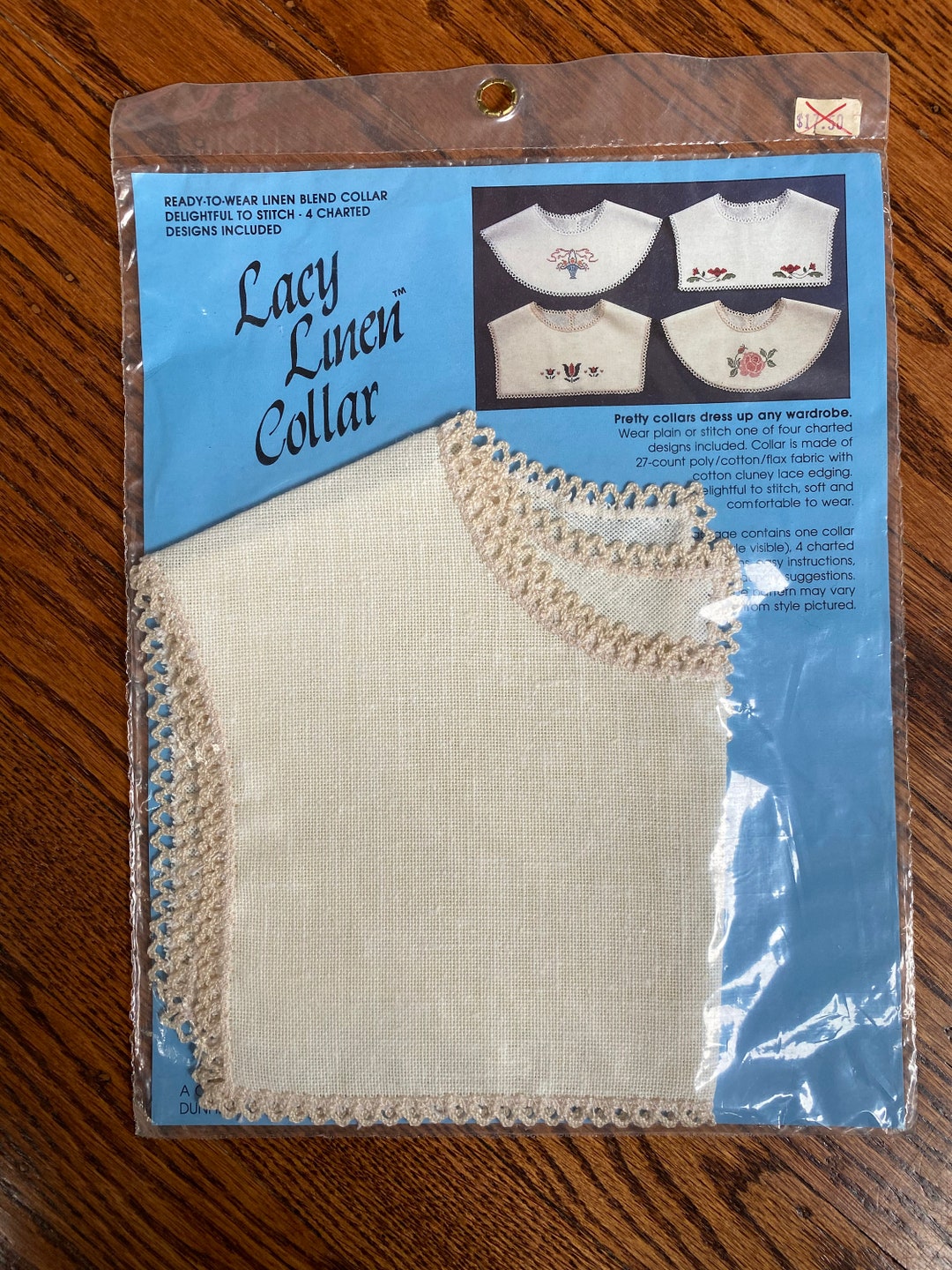 Vintage Lace Linen Collar Cross Stitch Kit, Vintage Cross Stitch Kit ...