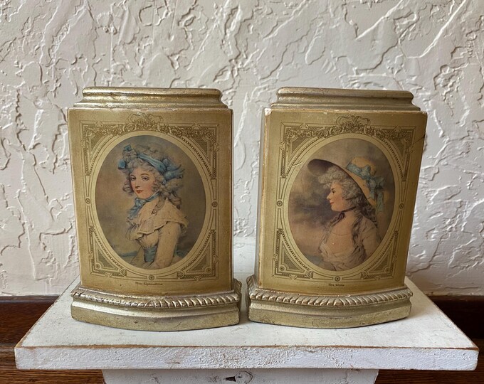 1940/50s Borghese Victorian Lady Bookends, Vintage Bookends, Vintage ...