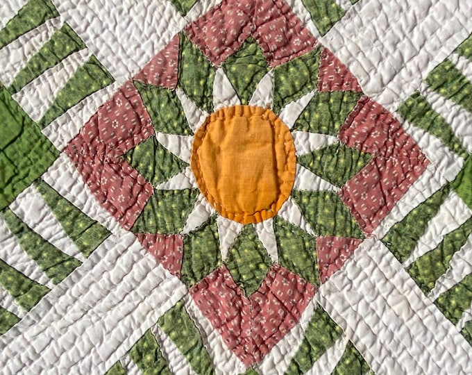 1860s Crown of Thorns Quilt, 1800s Quilt, Antique Quilt, Antique Quilt ...