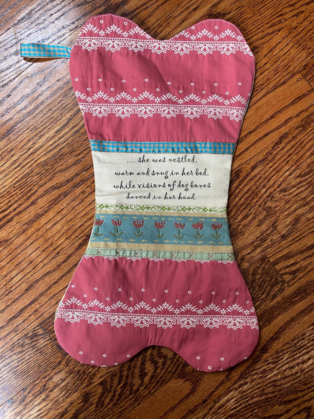 Vintage Handmade Dog Bone Stocking, Vintage Stockings Christmas, Dog Bone Stockings, Dog ...