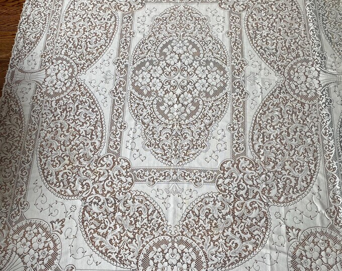 Vintage Quaker Lace #1250 PRINCESS Tablecloth, Flower Lace Tablecloth ...